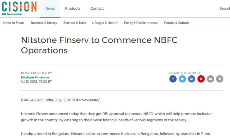 Nitstone Finserv to Commence NBFC Operations - Nitesh Group